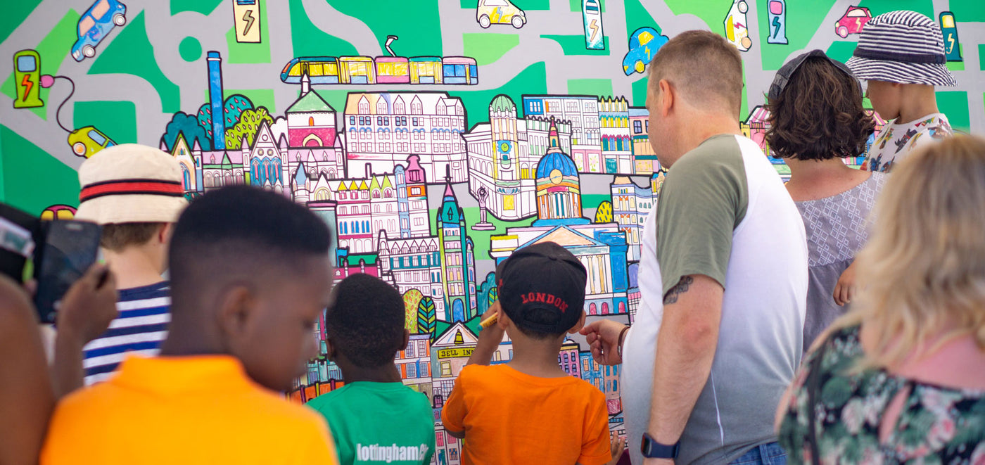A giant colouring mural at Go Ultra Low Nottingham - Fancy Features